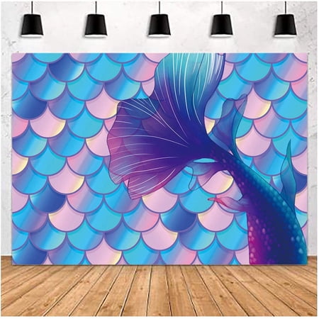 Glitter Little Mermaid Theme Photo Background 7x5ft Vinyl Princess Baby ...