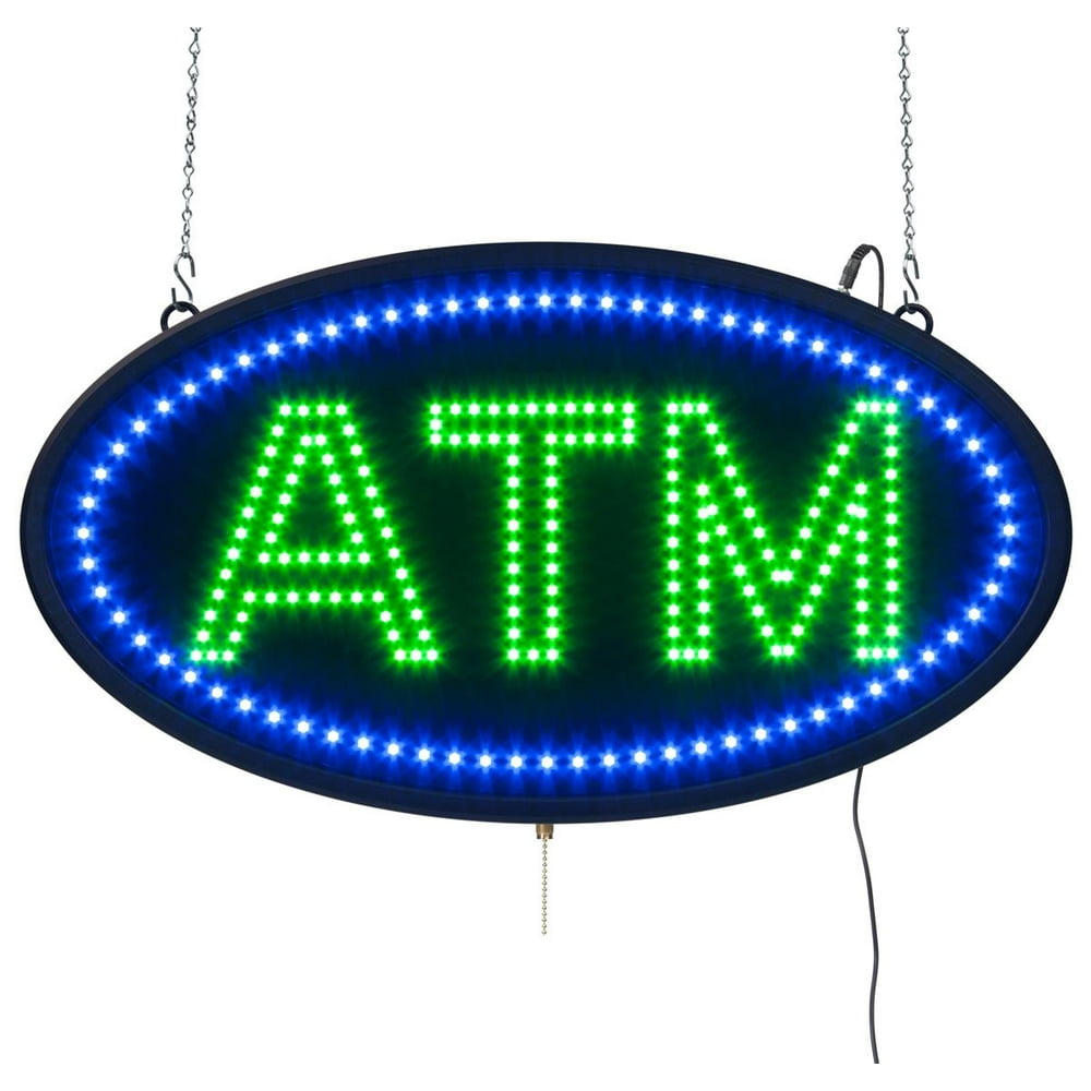 Oval Animated ATM LED Sign, Neon Green And Blue Bulbs, Features 3 ...