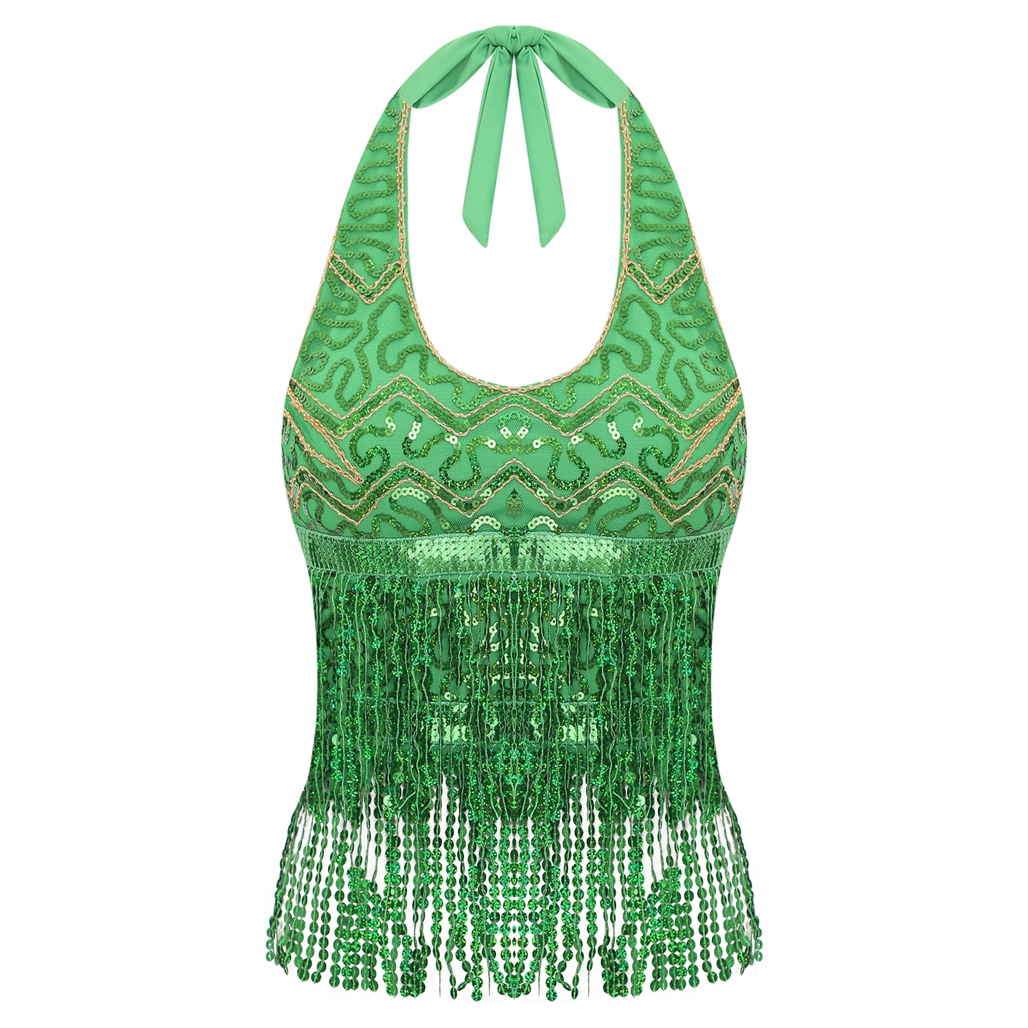 Click here for Hansber Womens Shiny Sequin Halter Bra Top Salsa B... prices