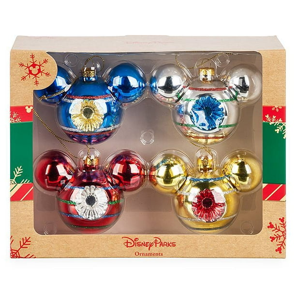 Disney Parks Mickey Mouse Icon Glass Ornament Set New with Box ...