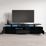 "Eva 77"" High Gloss TV Stand with LED Lights, Modern Entertainment ...