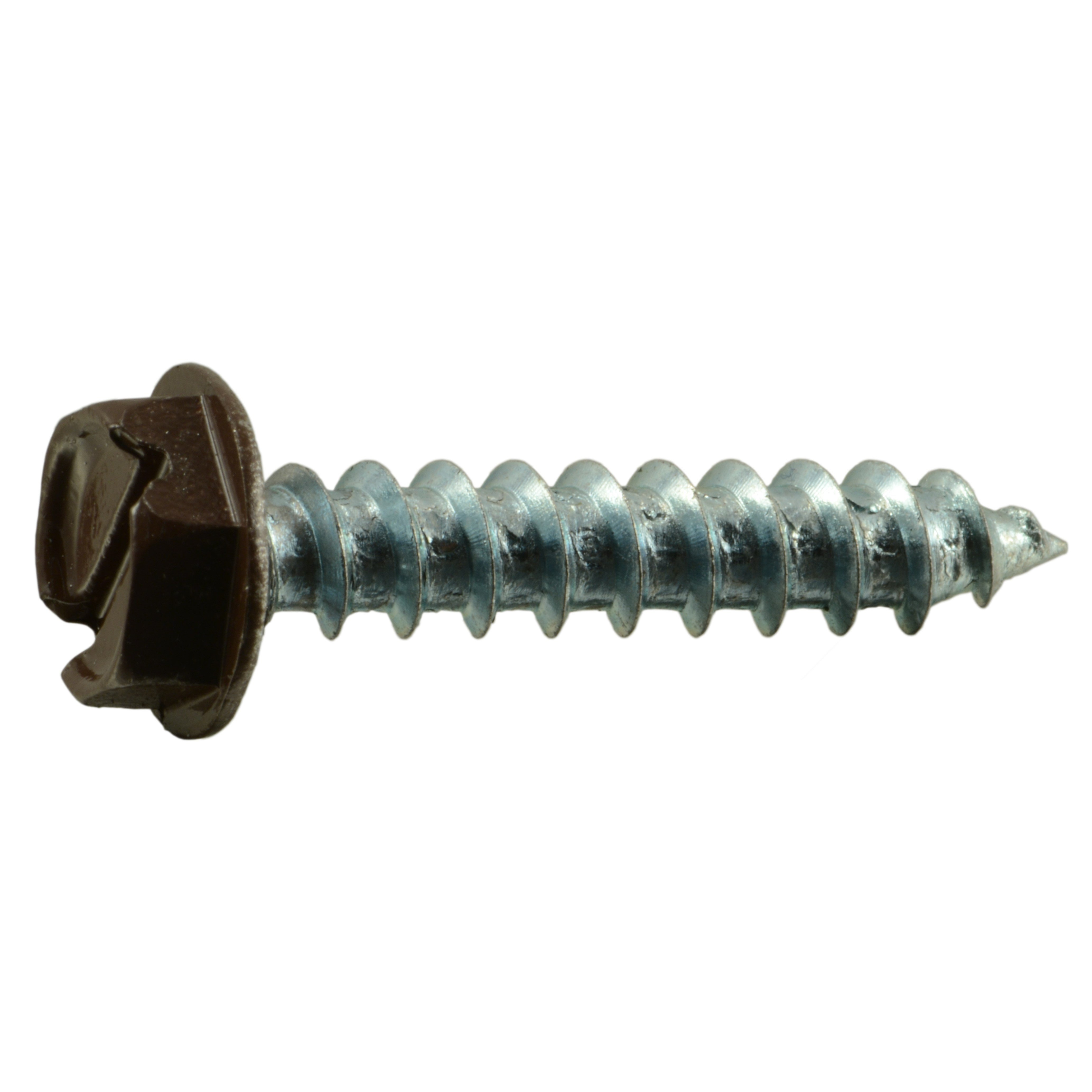 #10 x 1" Brown Painted Steel Slotted Hex Washer Head Sheet Metal Screws ...