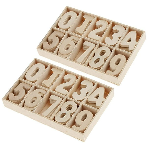 120Pcs Unfinished Wood Numbers - Wooden with Storage Box - Wood Arabic ...