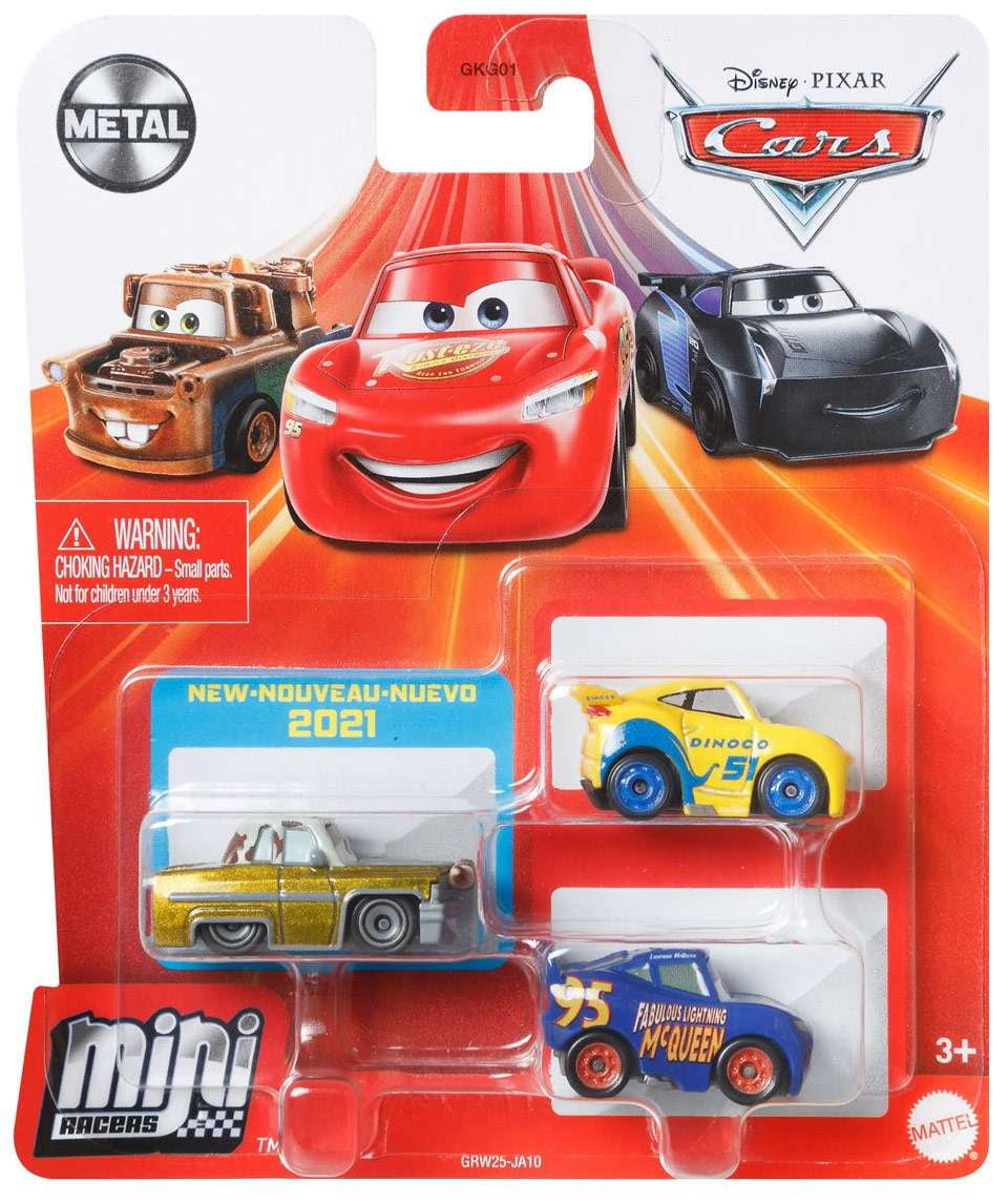 Disney and Pixar Cars Mini Racers 3-Pack Metal Vehicles, For Kids Age 3 ...