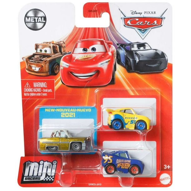 Disney and Pixar Cars Mini Racers 3-Pack Metal Vehicles, For Kids Age 3 ...