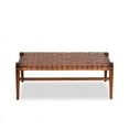 Mid Century Modern Sam Teak Tan Brown Bench - Walmart.com