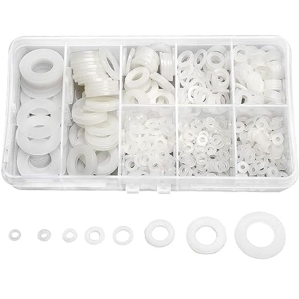 Kit surtido de arandelas planas de nailon blanco de 500 piezas para conexiones eléctricas en ...