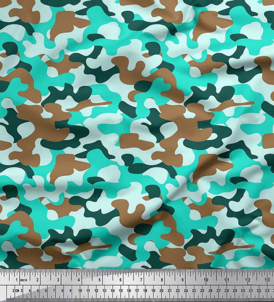 Soimoi Satin Silk Fabric Two Tone Camouflage Print Fabric by the Yard ...