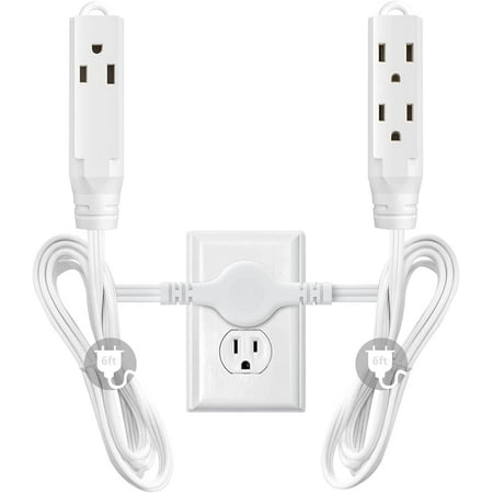 Twin Extension Cord Power Bar, 12 Feet Double Extension Cord - 6 Feet ...