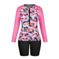 Womens Plus Size Long Sleeve Swim Rash Guard 2 Piece Swimsuits Half Zip