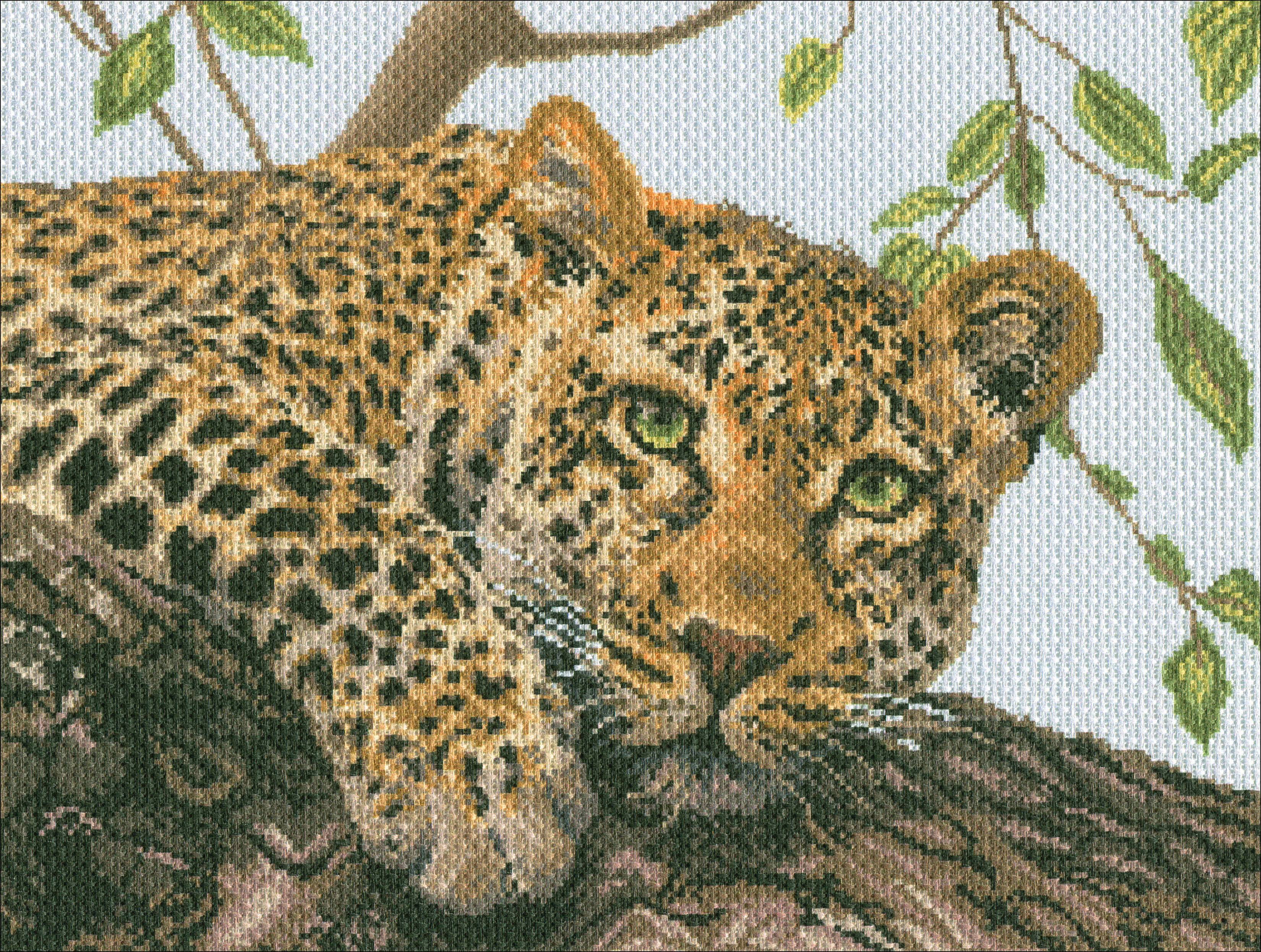 Collection D'art Stamped Cross Stitch Kit 37X49cm-Leopard (14 Count ...