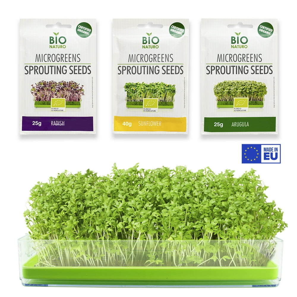 Microgreens Growing Kit Organic No Soil – BPA Free Sprouter Tray with ...