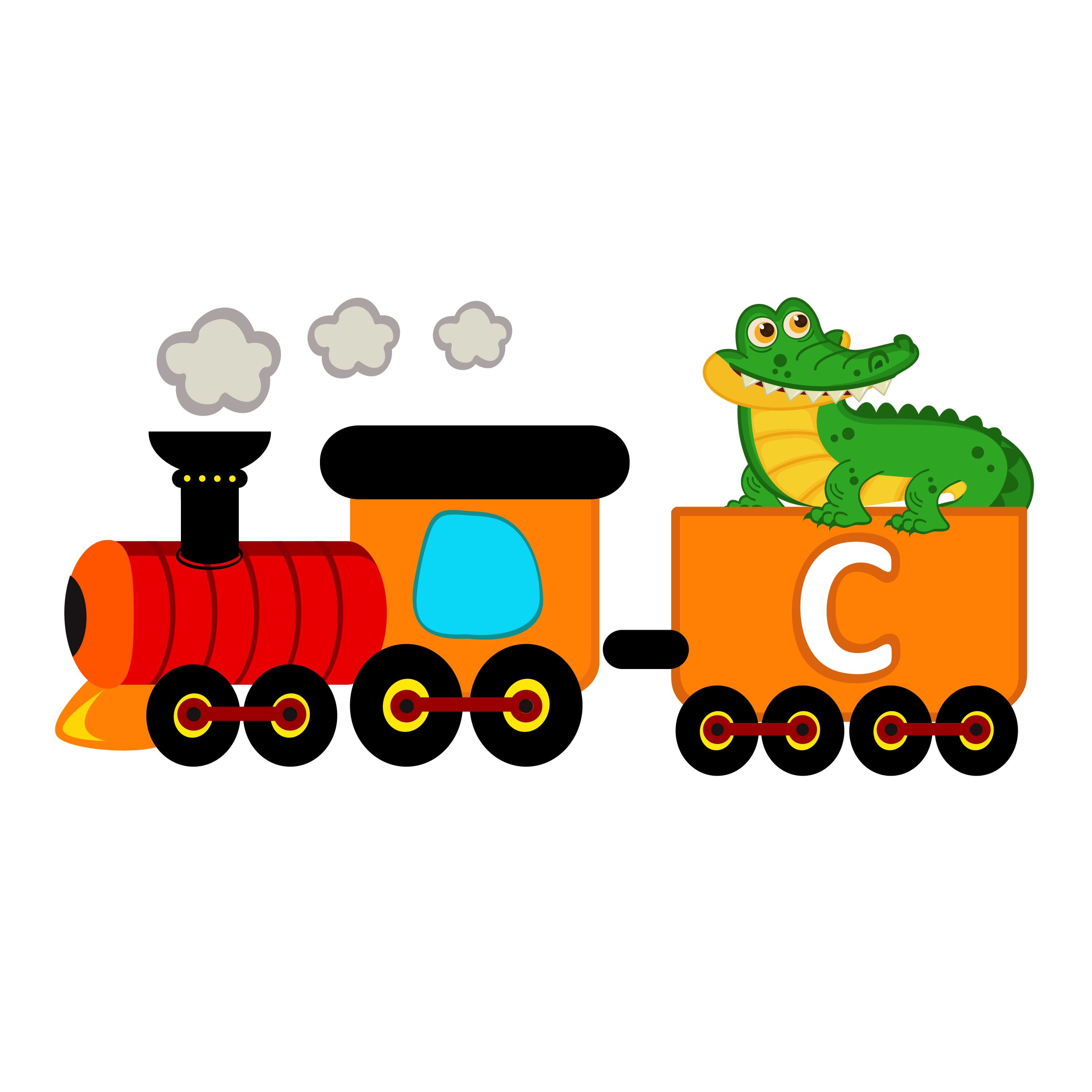 DAYCARE - Crocodile Animal Multicolored Train Kids Nursery Kindergarten ...
