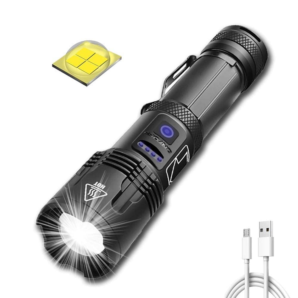 Monkemon Flashlight 10000 Lumens,USB Rechargeable Flashlight, Zoomable ...