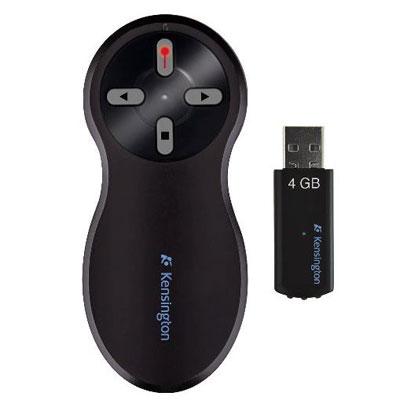 Kensington Wireless Presenter with Red Laser Pointer and 4GB Memory ...