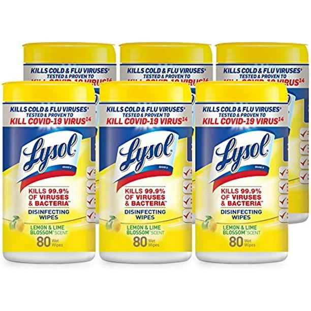 Lysol Disinfecting Wipes, Lemon And Lime Blossom, 80Count, Pack Of 6 - Walmart.com