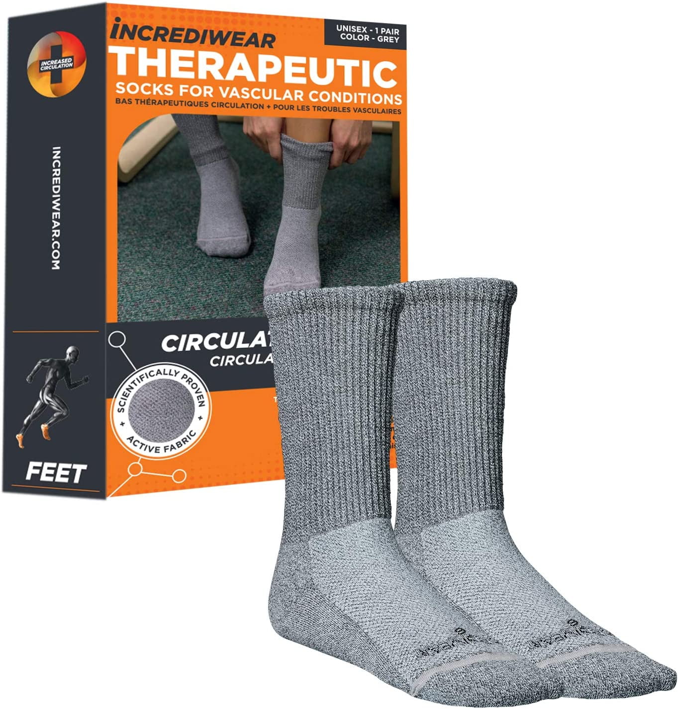 Incrediwear Circulation Socks – Women’s and Men’s Crew Socks (Grey ...