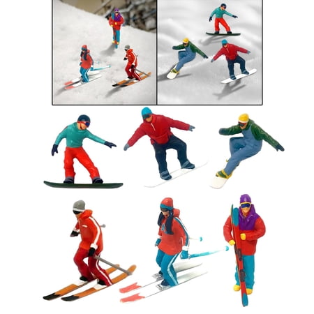 6x 1/64 Gauge Resin Mini Skiing Model Characters People Figure Street ...
