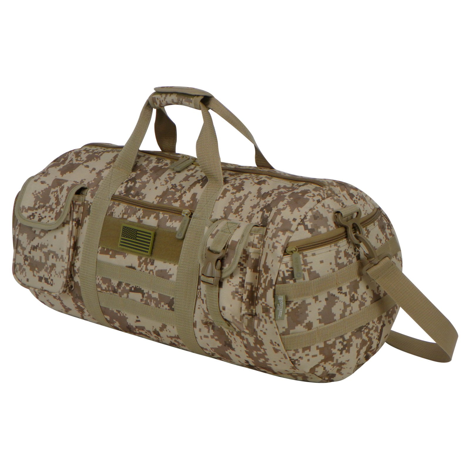 Tactical Molle Heavy Duty Round Duffel Bag - Tan ACU - Walmart.com