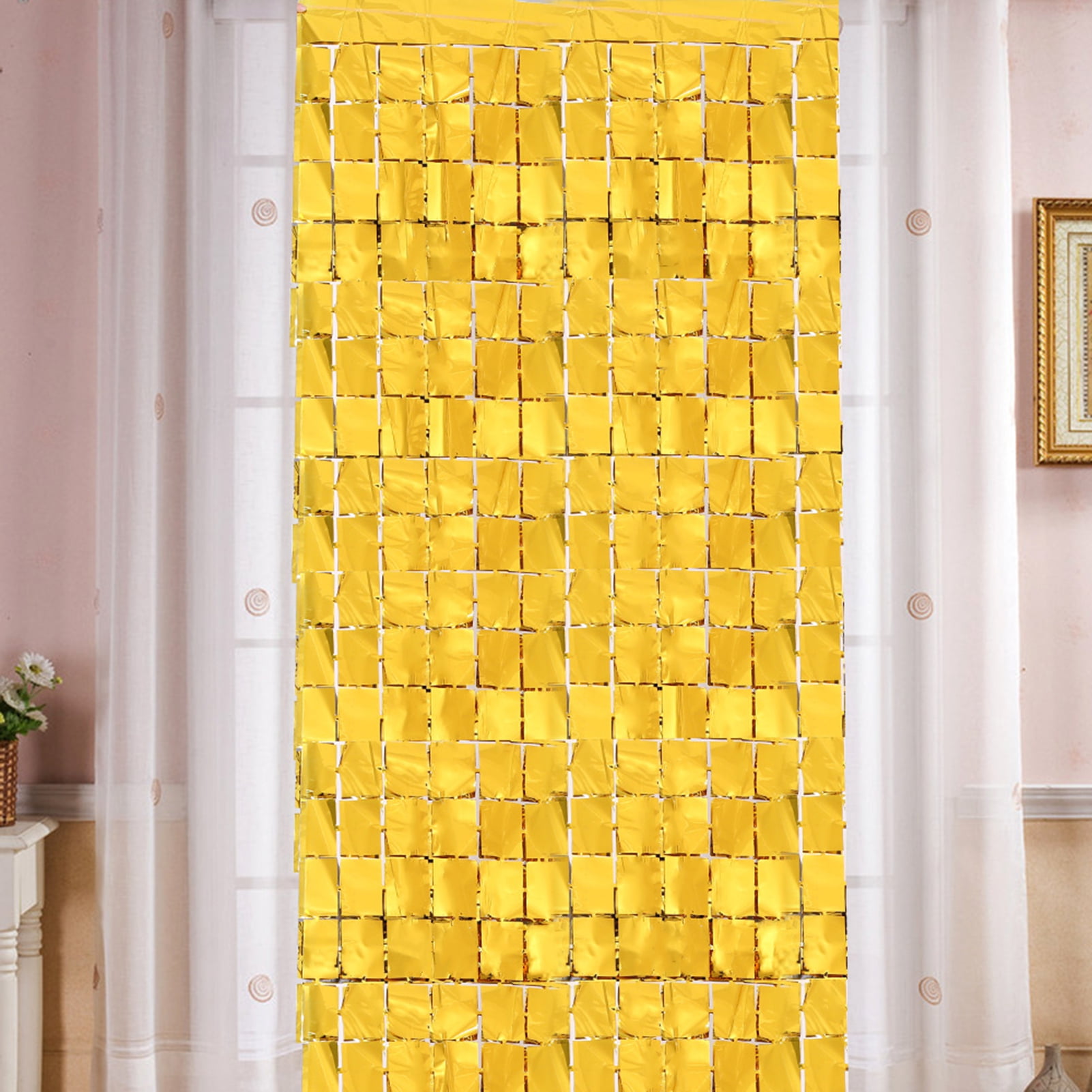 Washranp Tinsel Curtain Party Backdrop,Solid Color Glitter Foil Fringe ...
