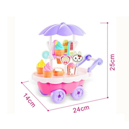 28pcs/Set Kids Children Girls Ice Cream Cart Toy Set Girl DIY Ice Cream ...