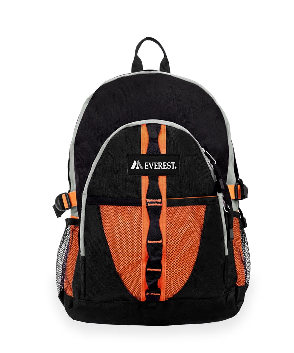 Everest Unisex Backpack with Dual Mesh Pocket 19", Orange Gray Black ...