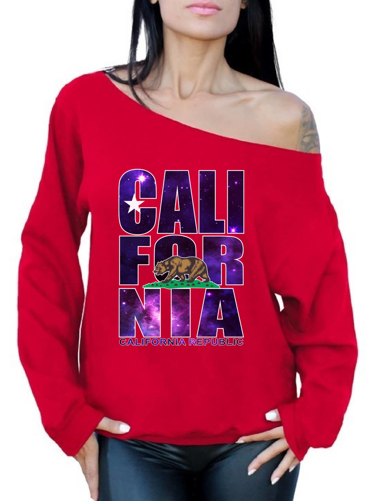 Awkward Styles California Republic Galaxy Off Shoulder Sweatshirt ...