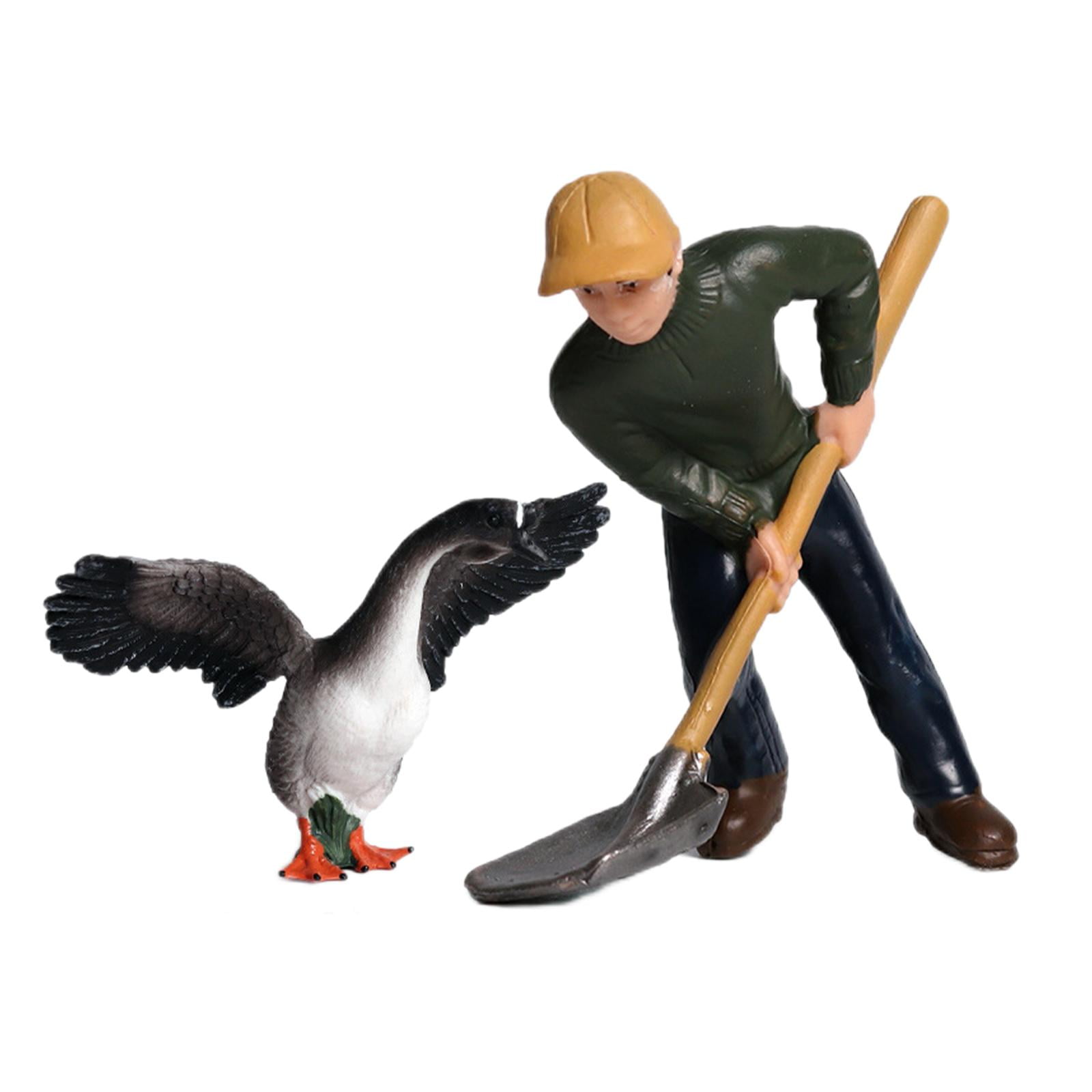 Farm Animals Figures Toy Keeper Farmer Decorations Early Educational ...