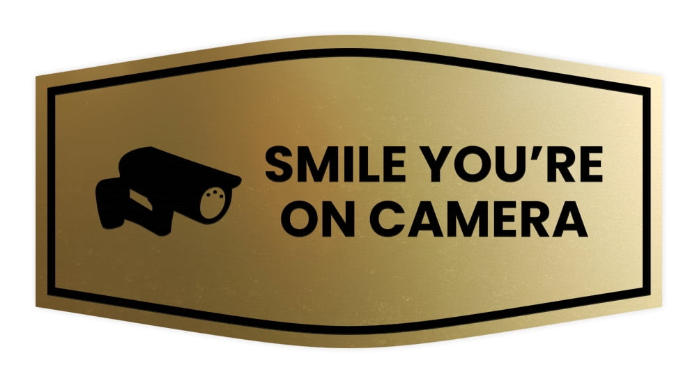 Fancy Smile You're On Camera Sign (Brushed Gold) - Small - Walmart.com