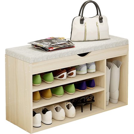 Home Shoechanging Stool Hallway Shoebox Multifunction Shoe Rack Wooden ...