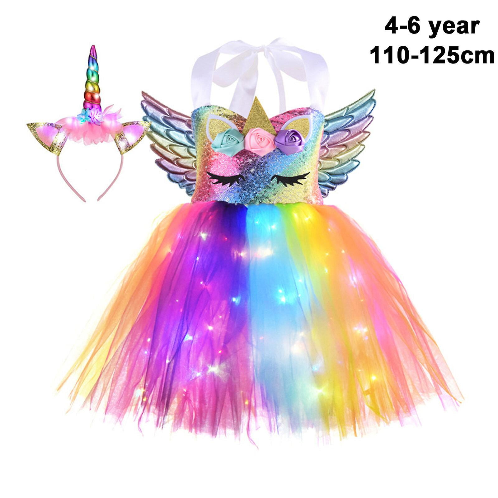 Led Light Up Girls Unicorn Princess Dress Traje de Halloween con ...