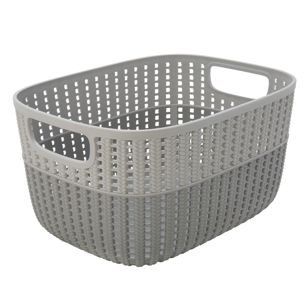 Simplify 2-Tone Decorative Medium Storage Basket in Grey - Walmart.com ...