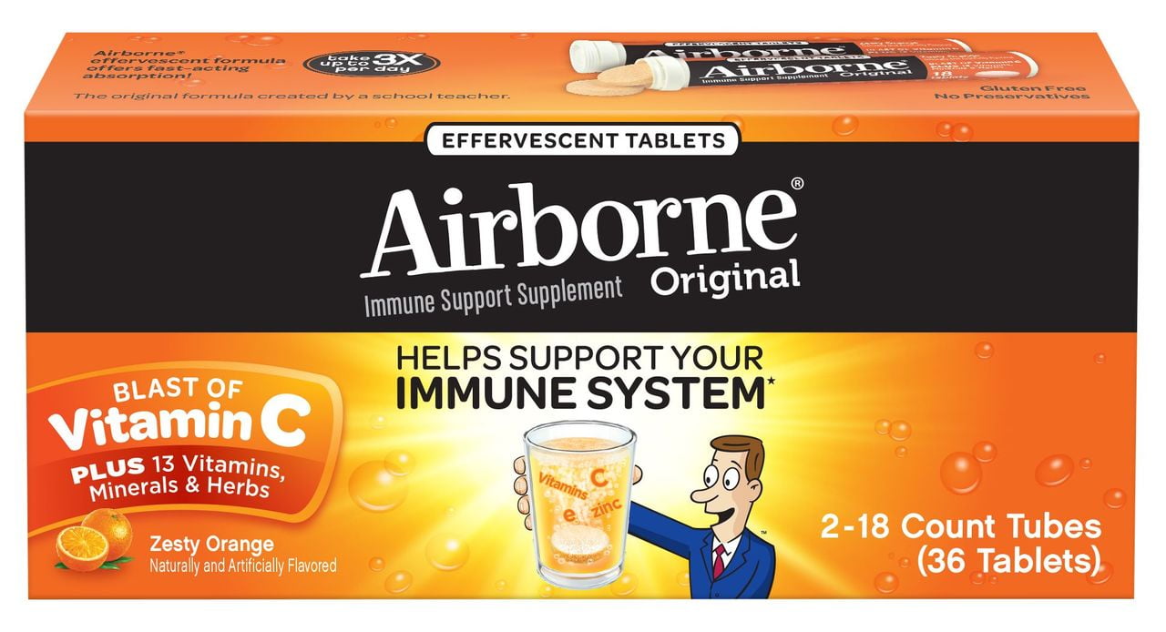 Product of Airborne Immune Support Supplement Effervescent Tablets, 2 pk./18 ct. - Walmart.com ...