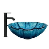 VIGO Mediterranean Seashell Glass Vessel Sink and Seville Faucet Set ...