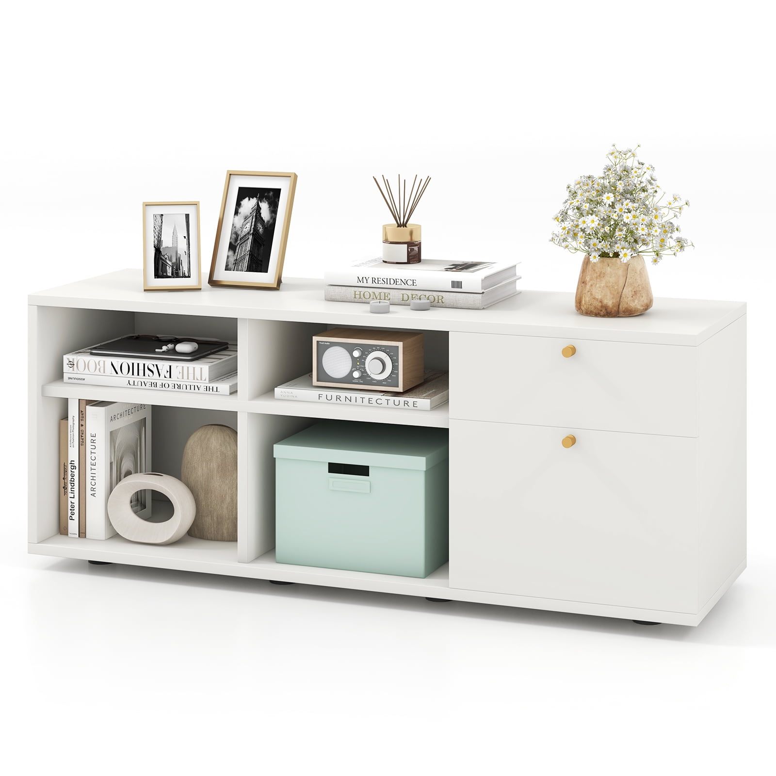 Click here for Costway Storage Cabinet With 2 Drawers 4 Cubes Adj... prices