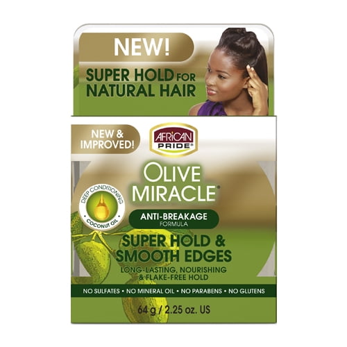 African Pride Olive Miracle Silky Smooth Edges Hair Gel, 2.25 Oz, 2 ...