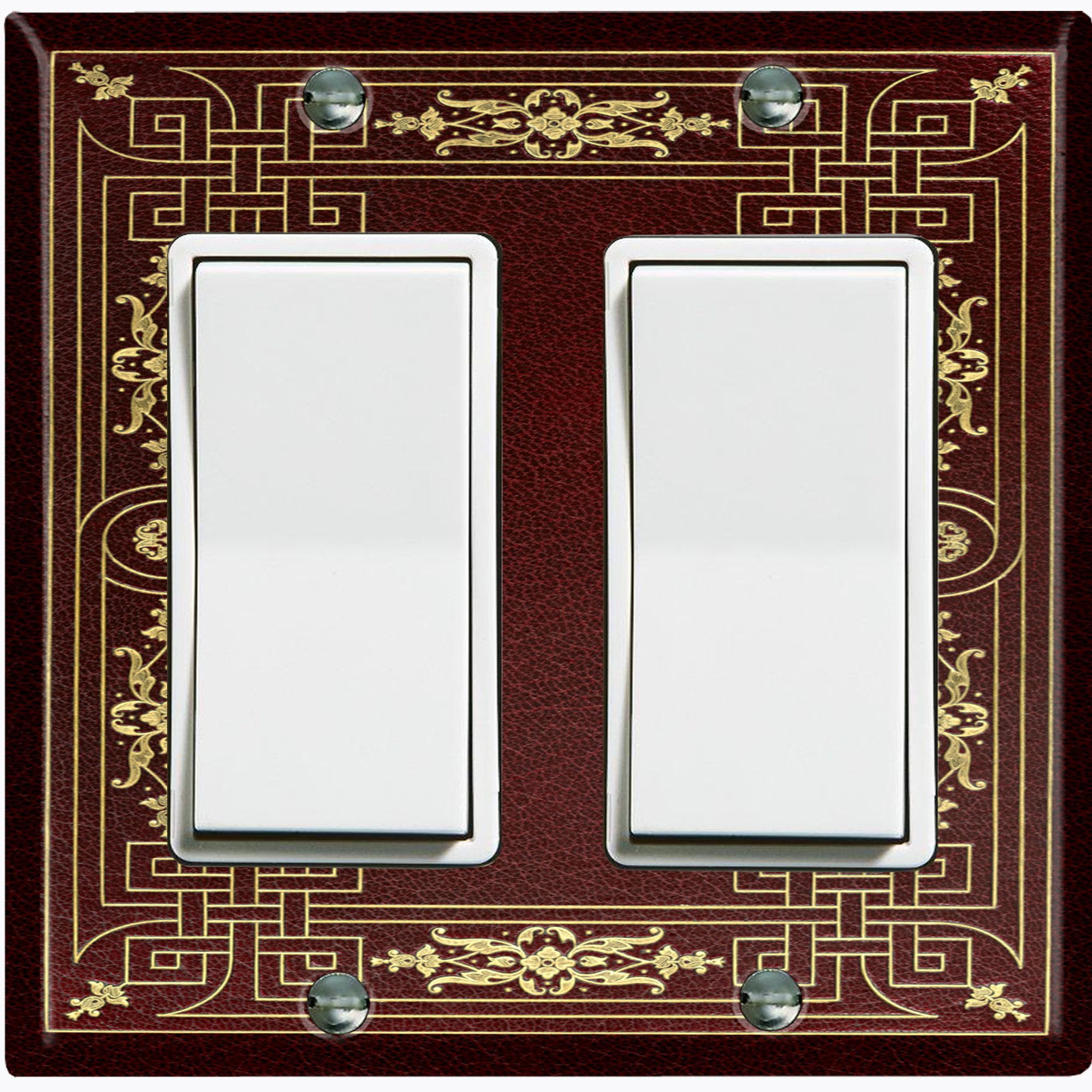 Metal Light Switch Plate Cover Elegant Victorian Floral Frame Burgundy ...