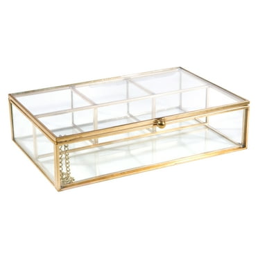 Home Details Vintage 4 Compartment Glass Unisex Cosmetic & Jewelry ...