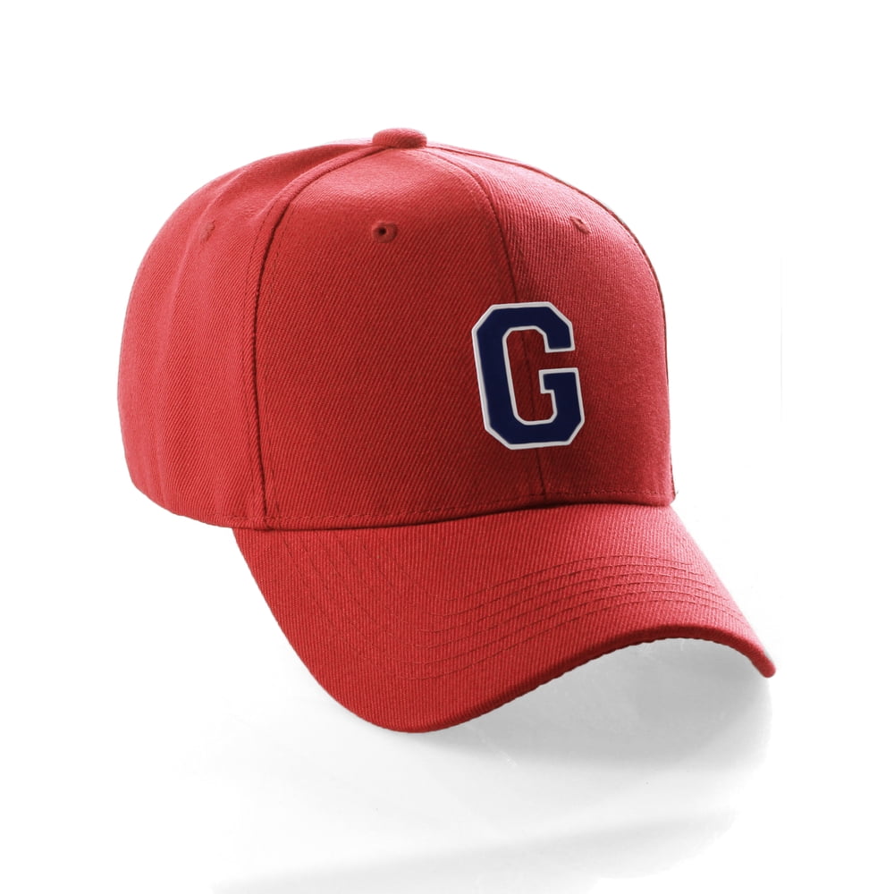 Classic Baseball Hat Custom A to Z Initial Team Letter, Red Cap White ...