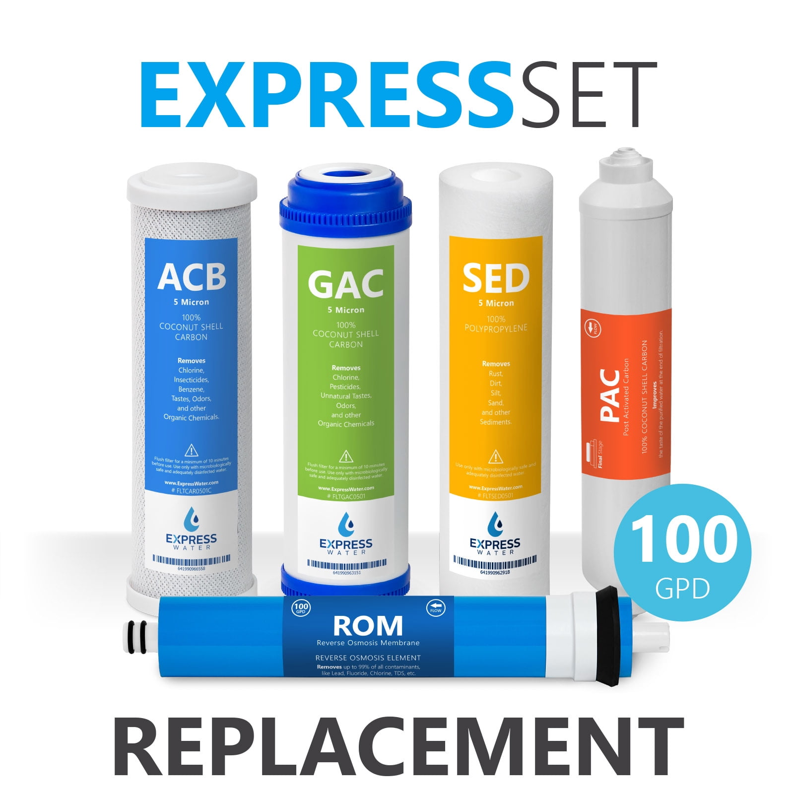 Express Water 6-Months Reverse Osmosis Replacement Filter Kit 5 Total ...