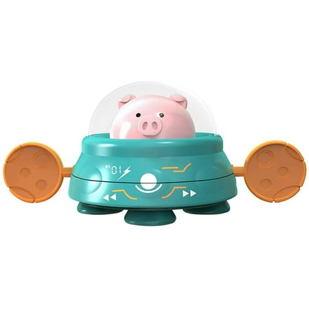 Bathtub Toy Pull String UFO Piggy Bath Toy Windup Swimming Rowing ...