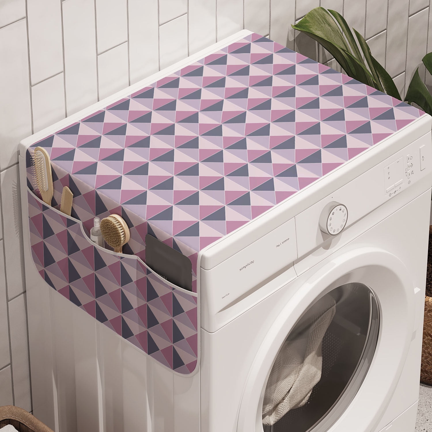 Geometric Washing Machine Organizer, Ornamental Grid Style Arrangement ...