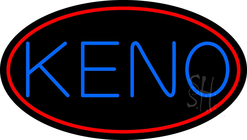 Keno With Oval 2 LED Neon Sign 13 x 24 - inches, Black Square Cut ...