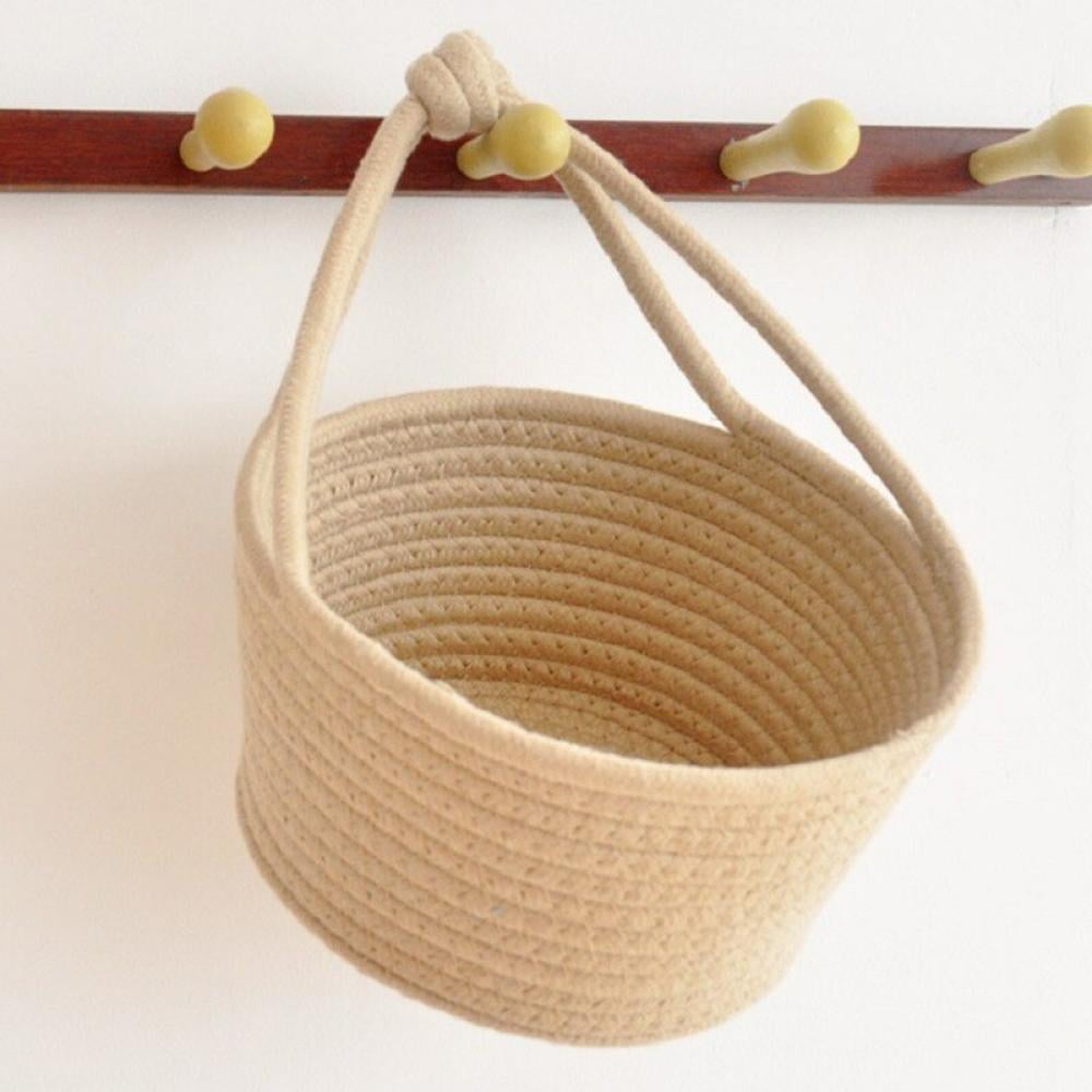 Overfox Small Basket, Small Storage Basket 100% Cotton Small Rope ...