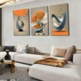 3 Pcs Modern Abstract Canvas Wall art Golden Deer Luxury Foil Lines ...