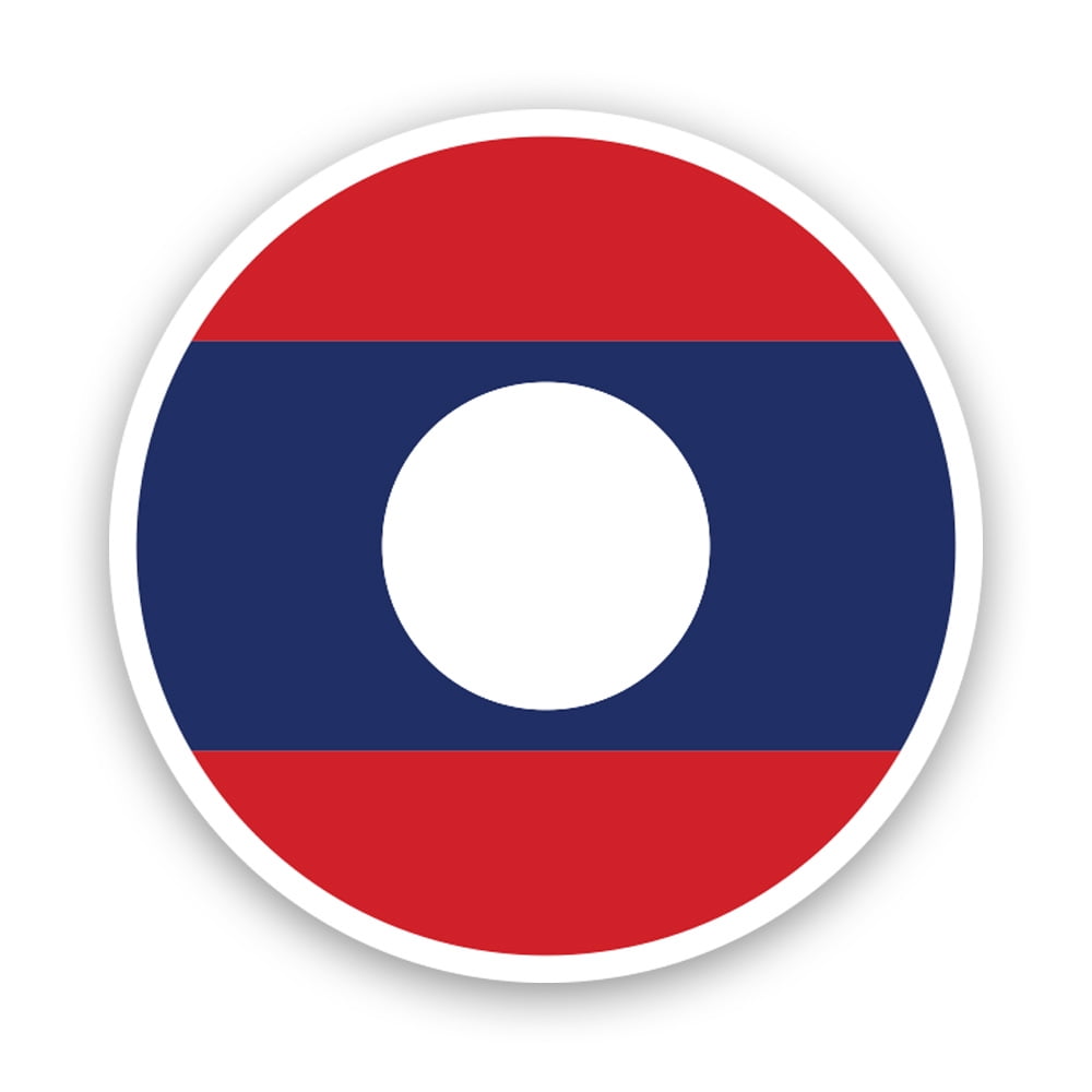 Round Laotian Flag Sticker Decal - Self Adhesive Vinyl - Weatherproof ...