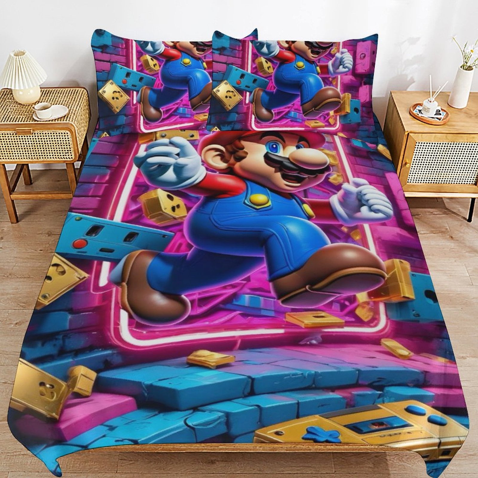 Super Mario 3-Piece Comforter Set for Bedroom, Super Mario Bedding Set ...