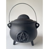 Pentagram Pentacle cast Iron Cauldron with lid and Handle, Witches ...
