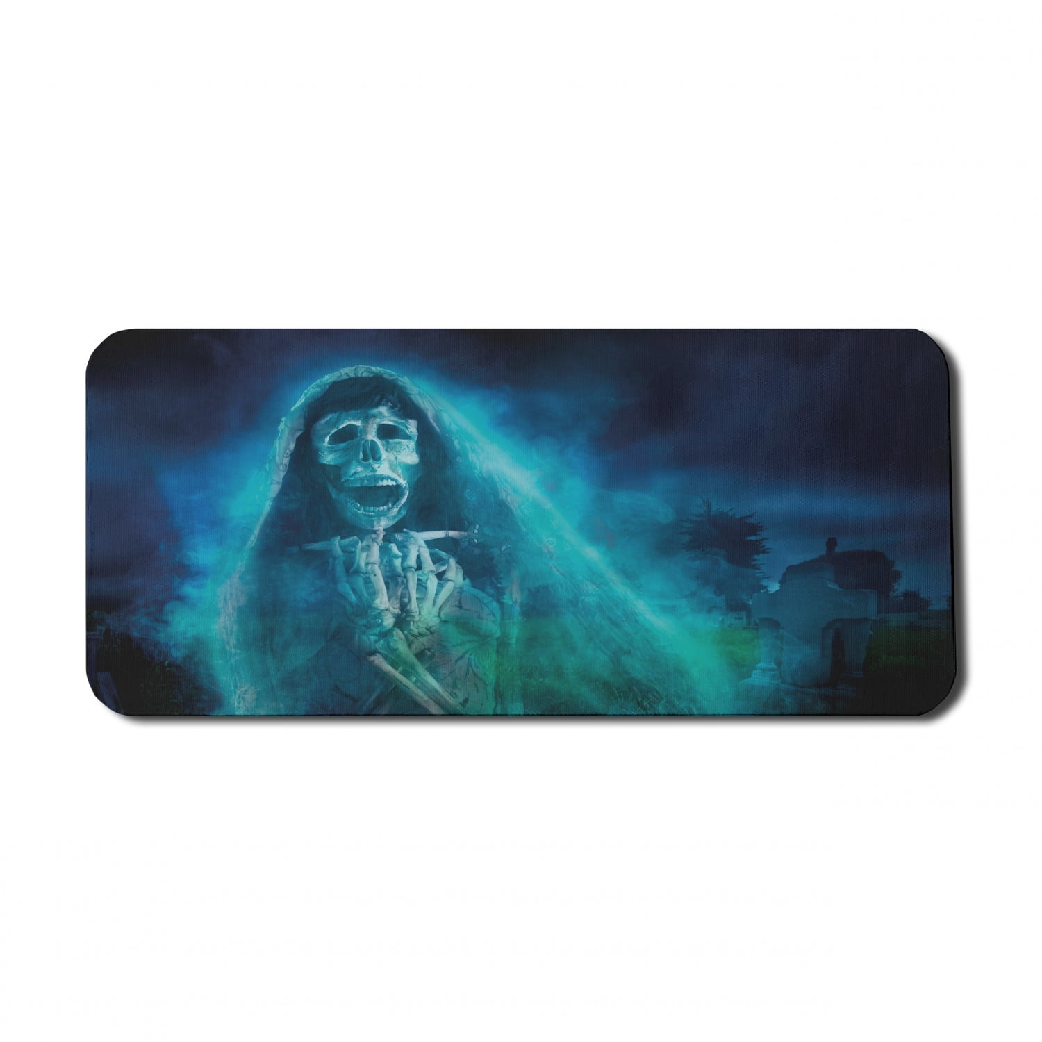Halloween Computer Mouse Pad, Gothic Dark Backdrop a Dead Ghost Skull ...