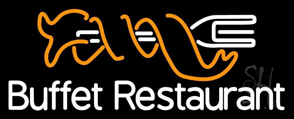 Buffet Restaurant LED Neon Sign 13 x 32 - inches, Black Square Cut ...